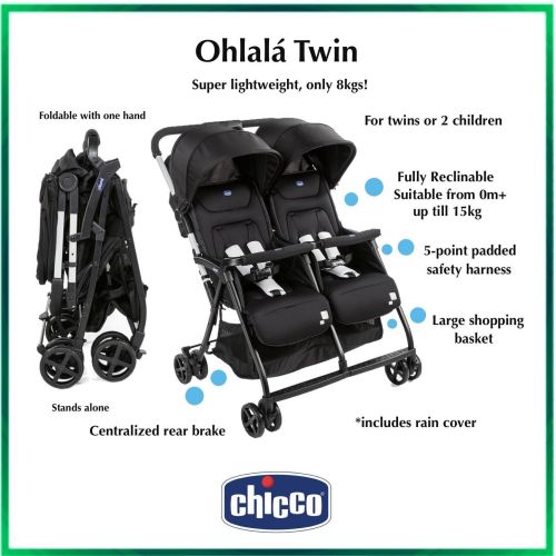 Chicco Ohlala 2 İkiz Arabası Siyah