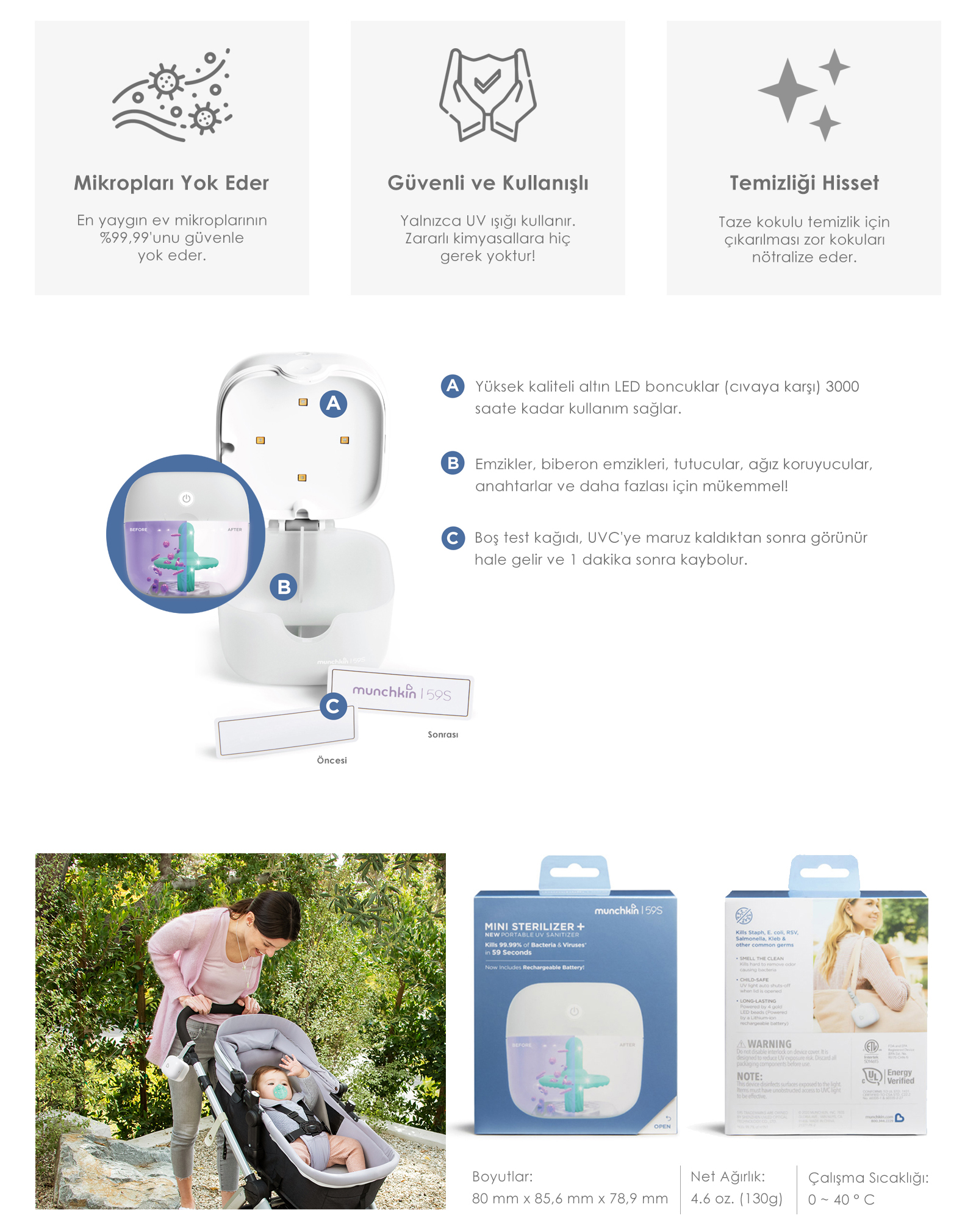 Munchkin Mini Emzik Sterilizatör, Beyaz, 1 Adet